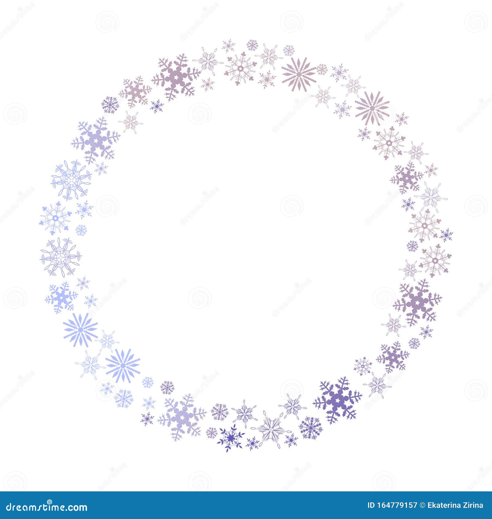 Round Frame of Snowflakes Isolated on a White Background. Vector ...