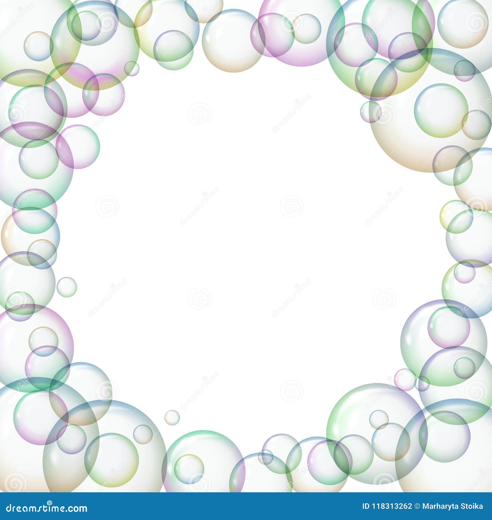 Round Frame with Soap Bubbles. Stock Vector - Illustration of shiny ...