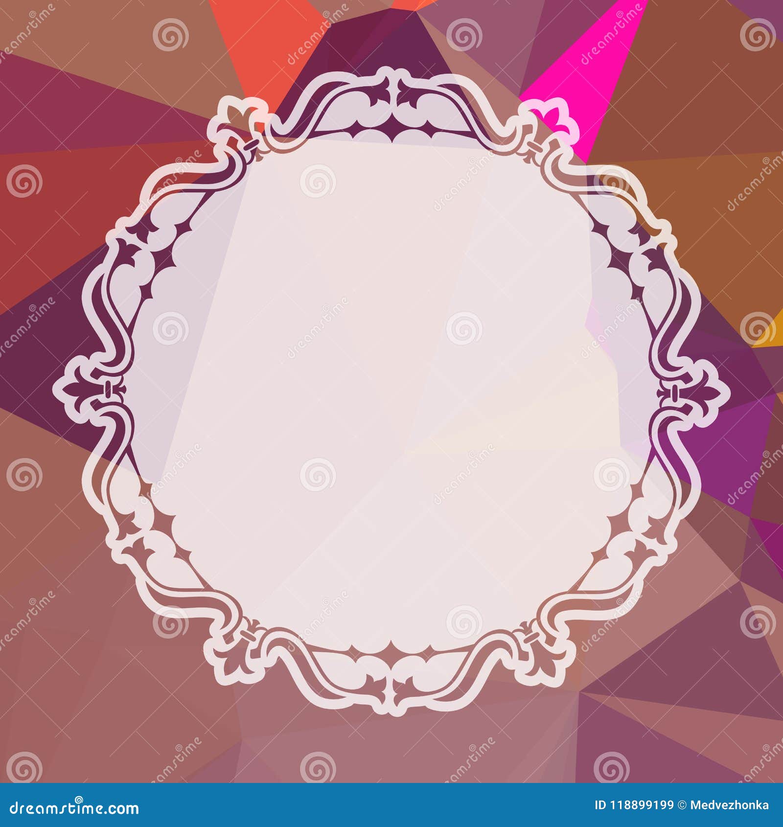 Round Frame on a Square Mosaic Background. Stock Vector - Illustration ...