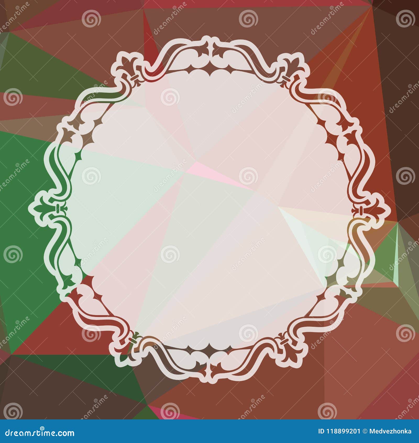 Round Frame on a Square Mosaic Background. Stock Vector - Illustration ...