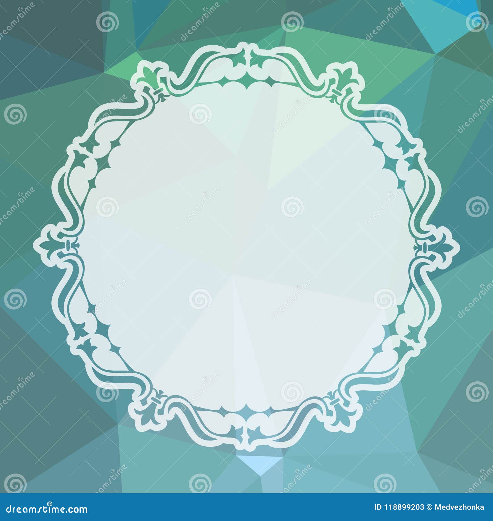 Round Frame on a Square Mosaic Background. Stock Vector - Illustration ...