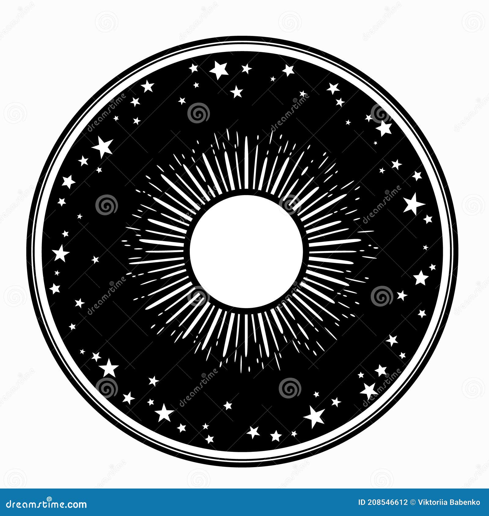 Round Frame with Star and Sun Stock Vector - Illustration of circle ...