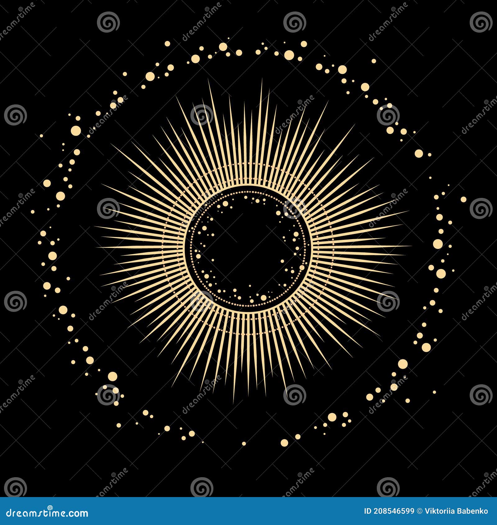 Round Frame with Stars and Sun Stock Vector - Illustration of style ...