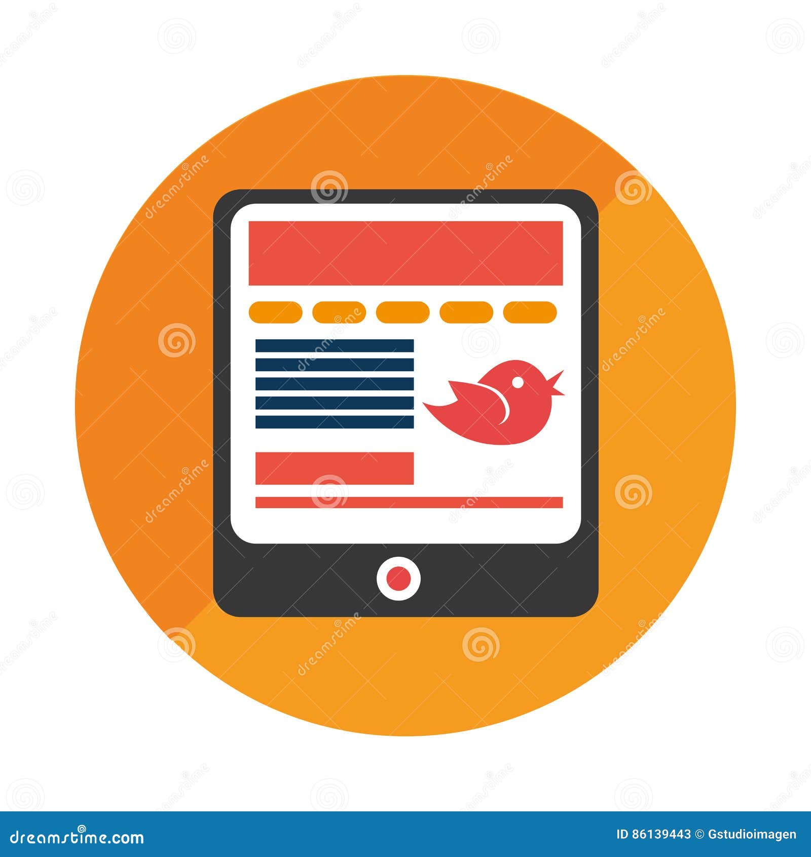 Round Frame with Tablet and Screen Message Stock Vector - Illustration ...