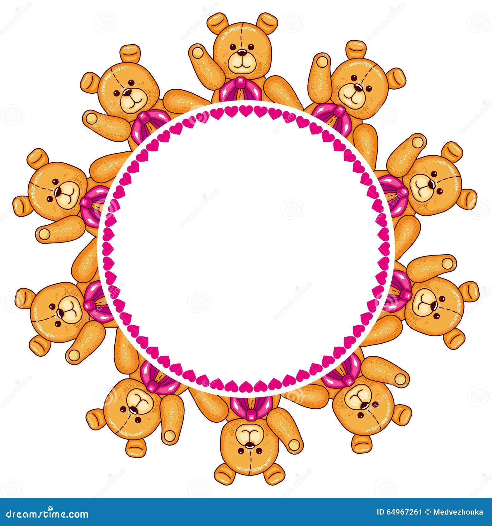 Round Frame with Teddy Bears Stock Illustration - Illustration of ...