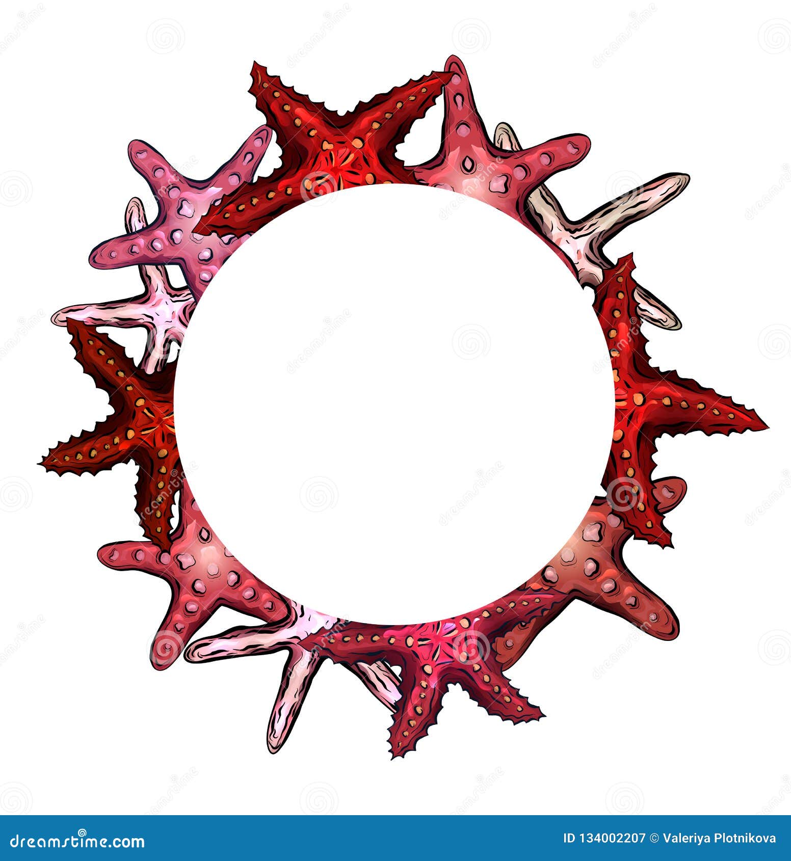 Round Frame with Various Colorful Cartoon Corals and Place for Text ...