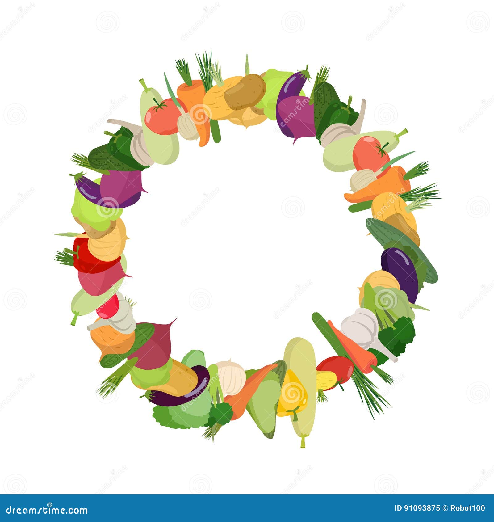 Round Frame of Vegetables. Background is Harvest Stock Vector ...