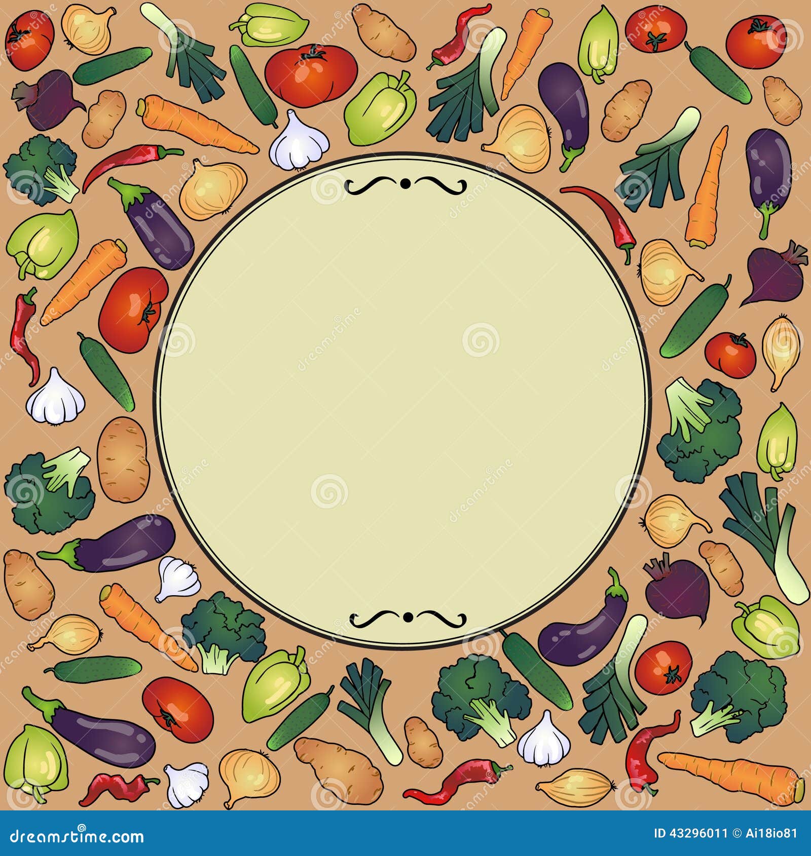 Round Frame with Vegetables. Stock Vector - Illustration of cucumber ...