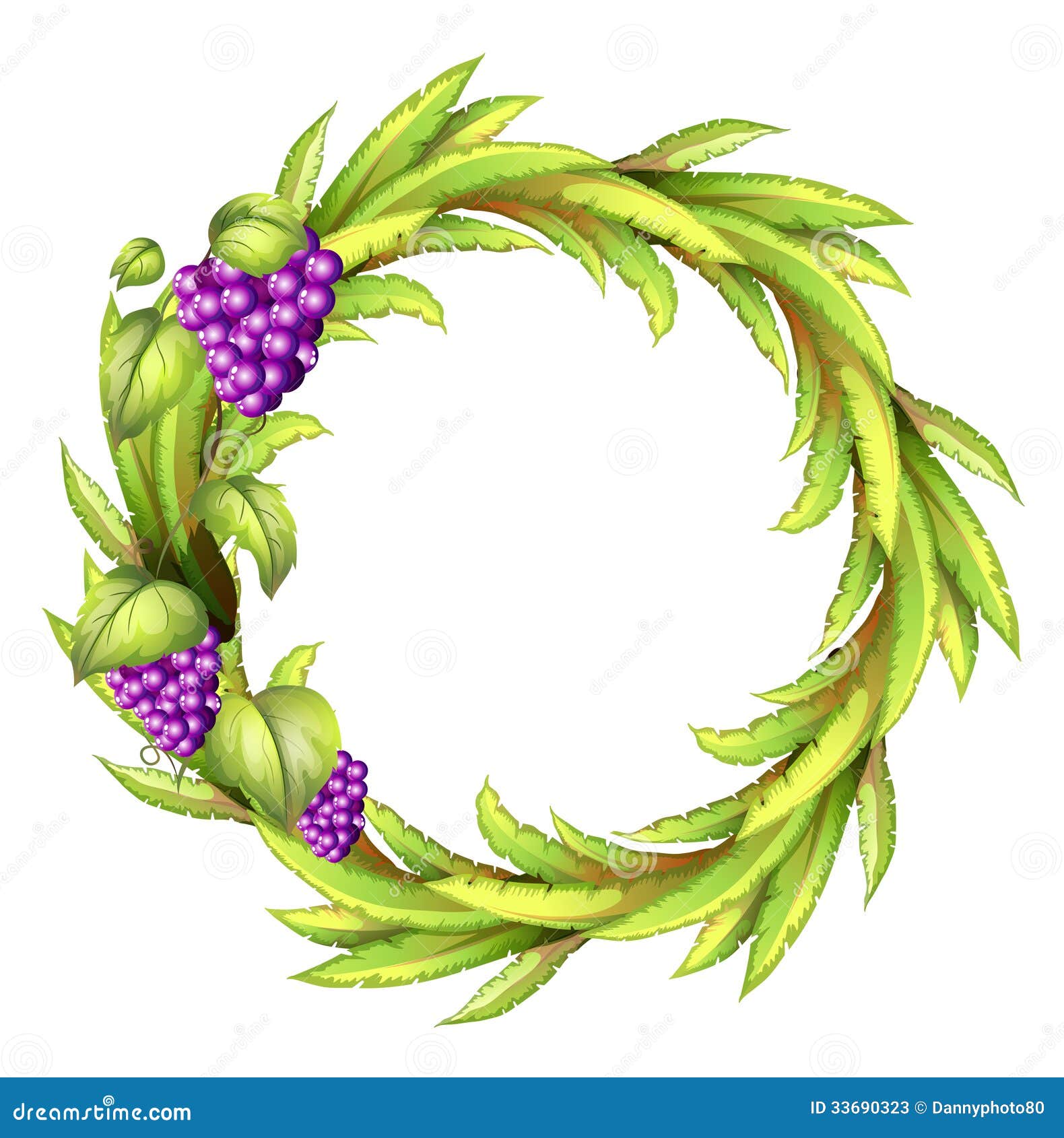 A Round Frame with Vine Grapes Stock Vector - Illustration of ...
