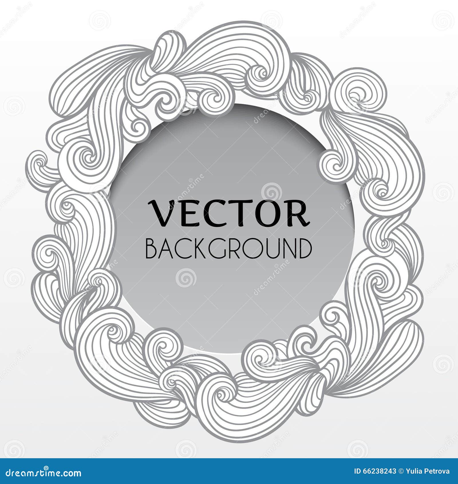 Round Frame with Wave Ornament. Stock Vector - Illustration of curl ...