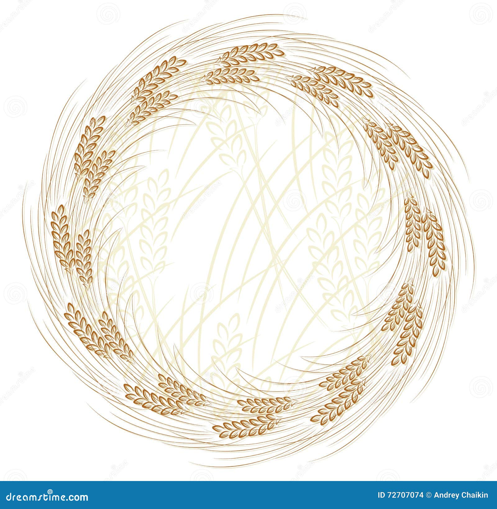 Round frame with wheat. stock vector. Illustration of template - 72707074