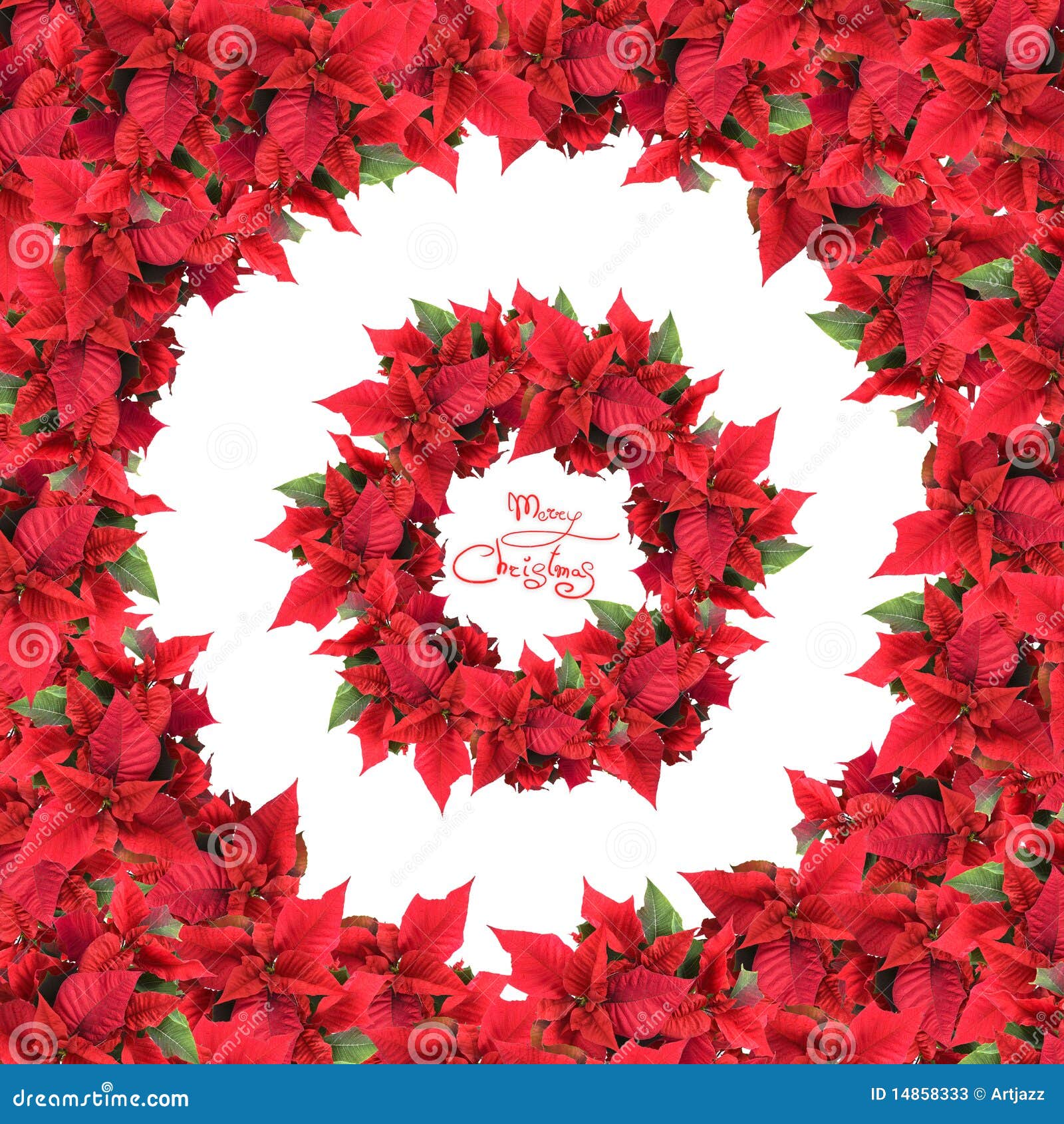 Round Frame with Wreath from Christmas Flowers Stock Image - Image of ...