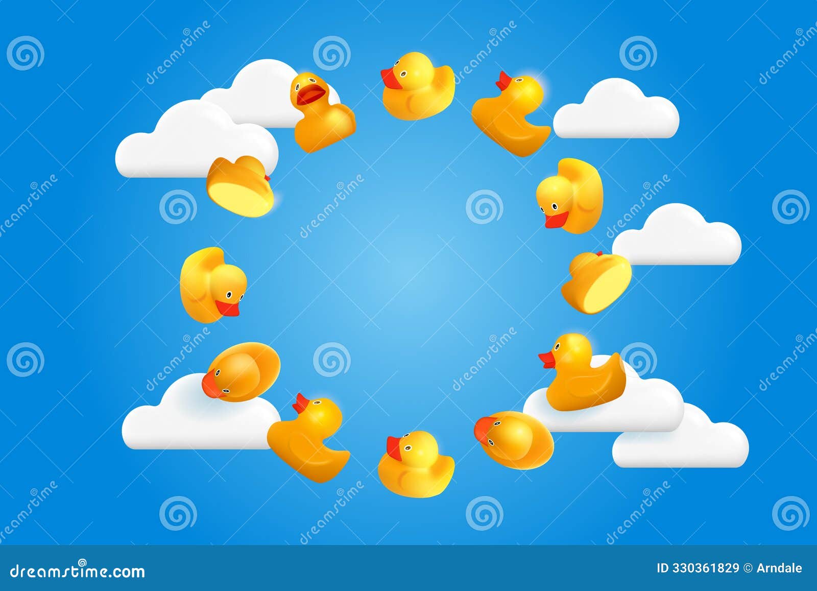 Round Frame of Yellow Rubber Ducks Stock Vector - Illustration of ...