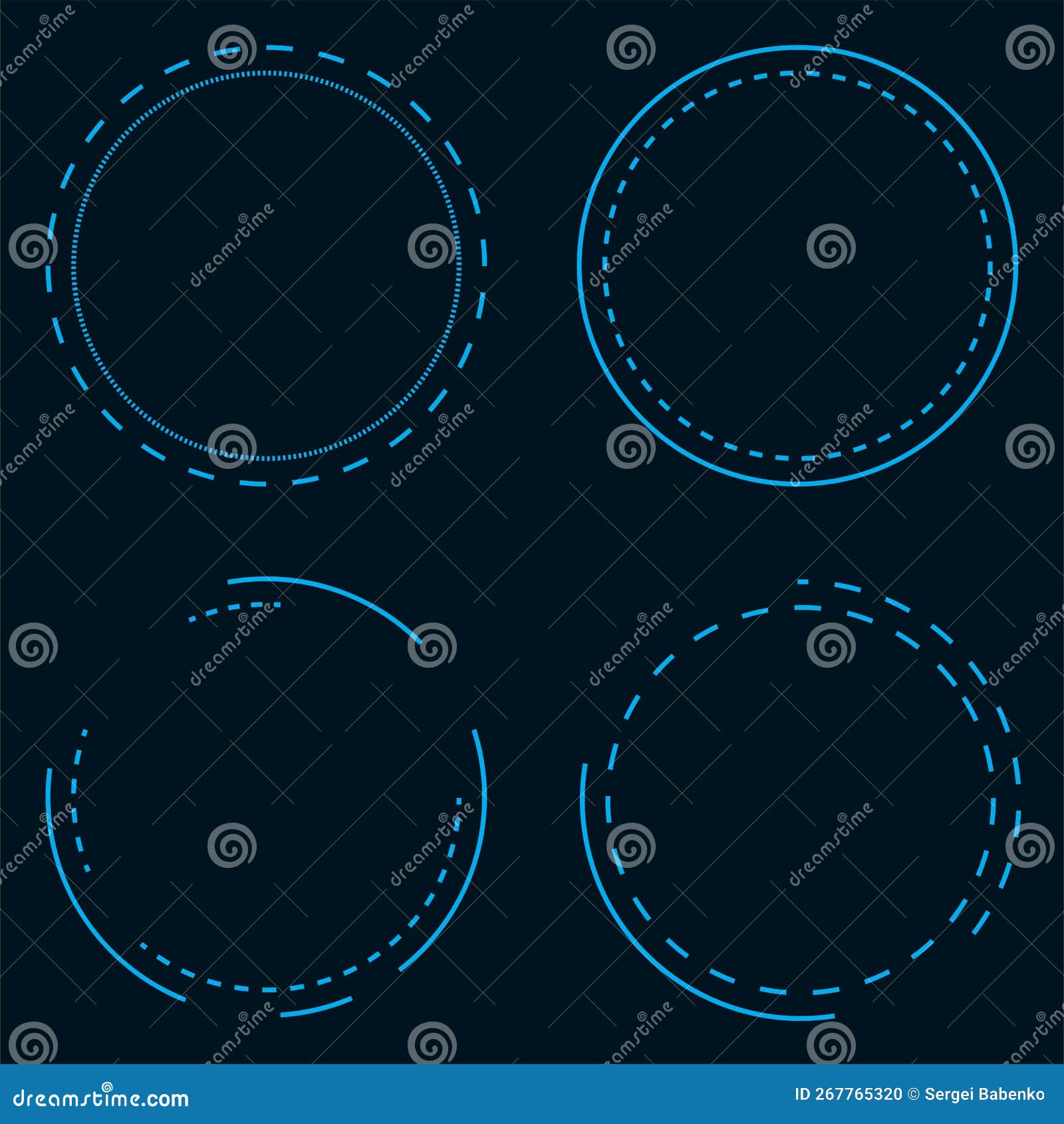 Round Frames with Dash. Science Fiction Elements for the GUI, UI ...