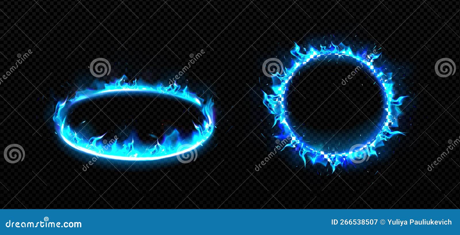 Round Frames with Fire. Burning Rings with Flame Stock Illustration ...
