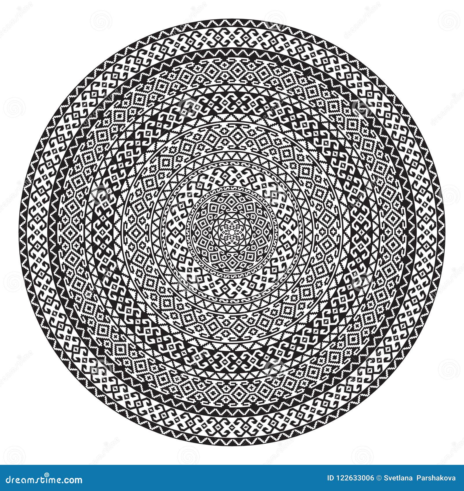 Round Frames with Geometric, Georgian Ethnic Patterns Stock Vector ...