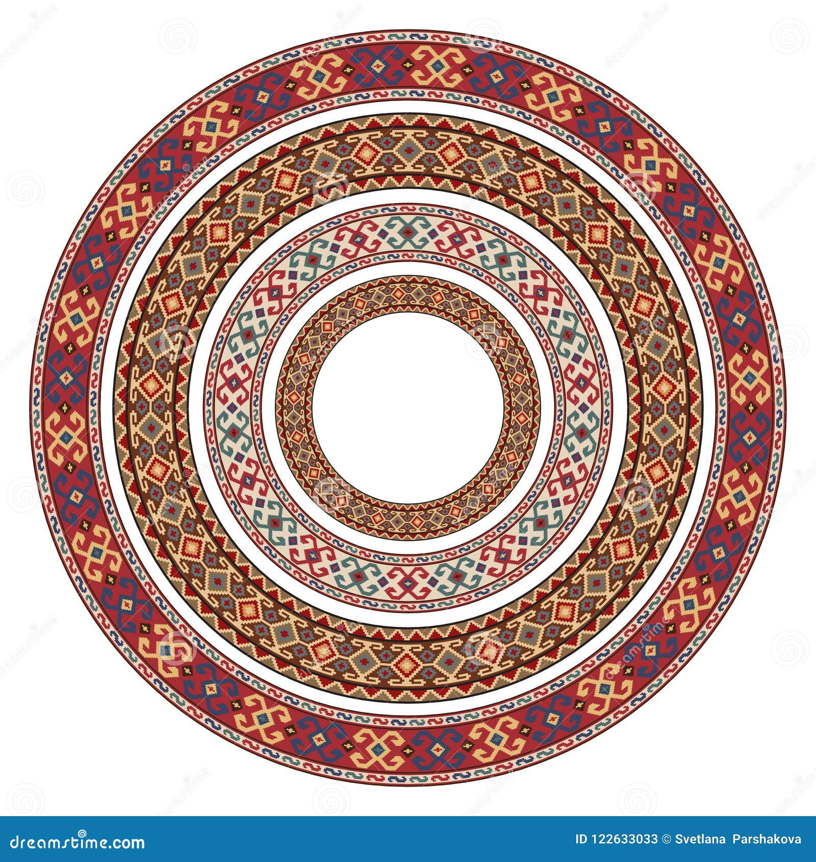 Round Frames with Geometric, Georgian Ethnic Patterns Stock Vector ...