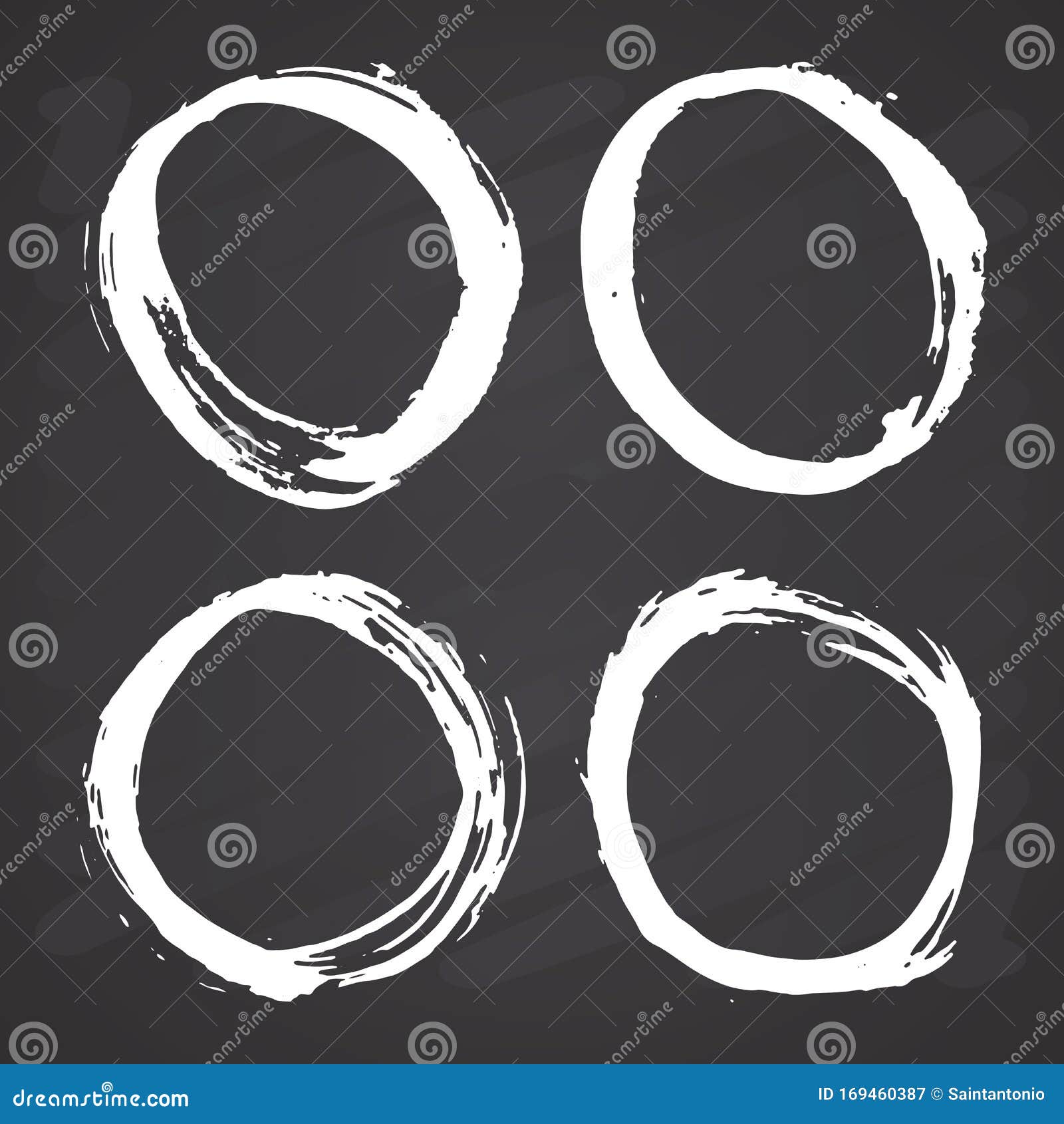 Round Frames, Grunge Textured Hand Drawn Elements Set, Vector ...