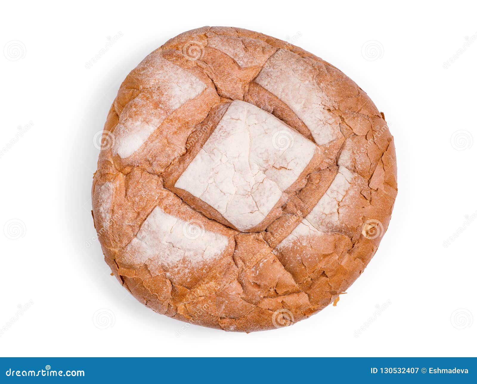 Fresh Round Bread Isolated on White Stock Image - Image of space, craft ...