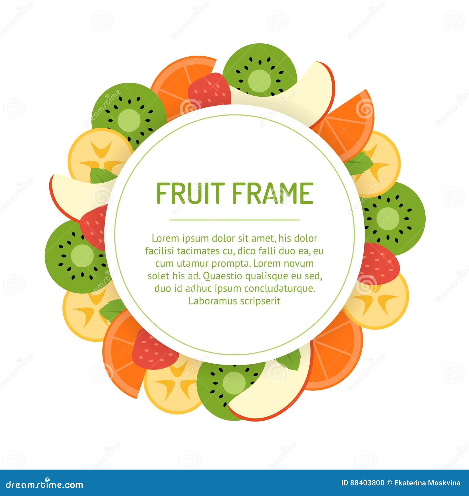 Round fruit frame stock illustration. Illustration of menu - 88403800
