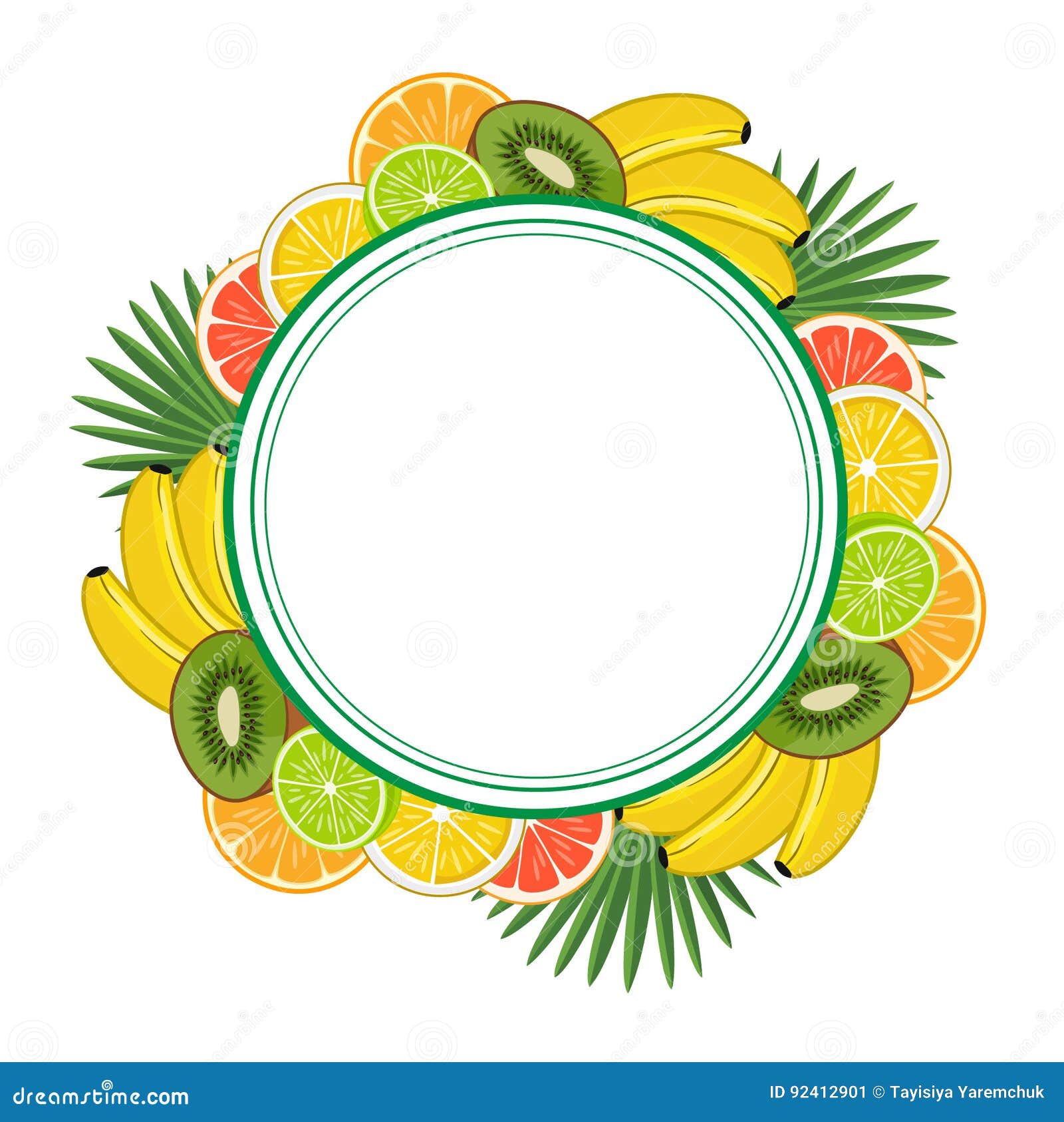 Round fruit frame. stock illustration. Illustration of fruit - 92412901