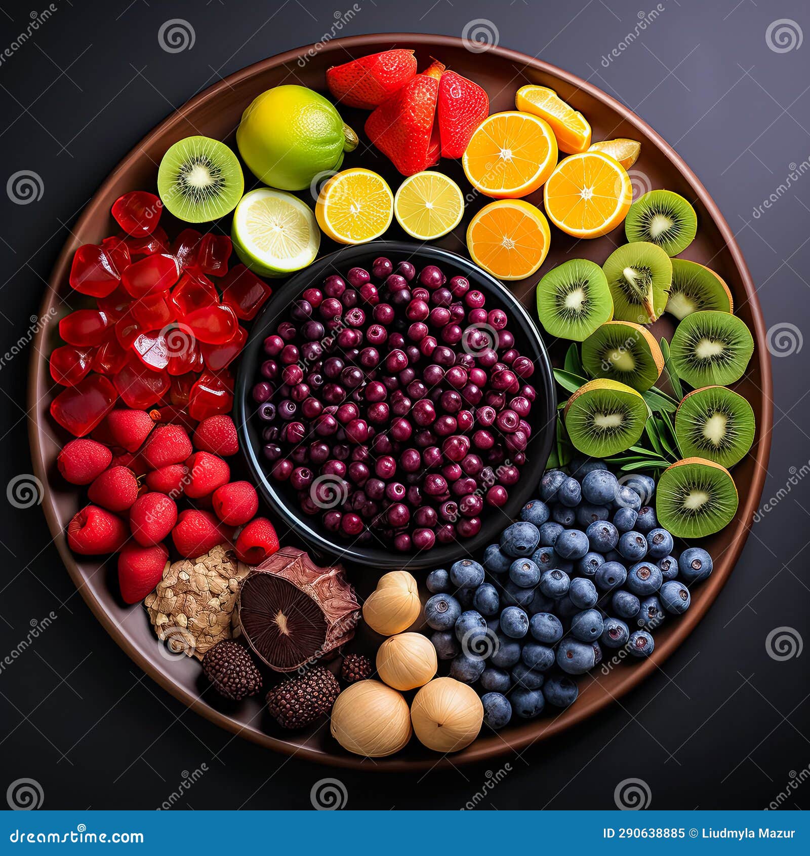 Round Fruit Layout Ai Generation Stock Illustration - Illustration of ...