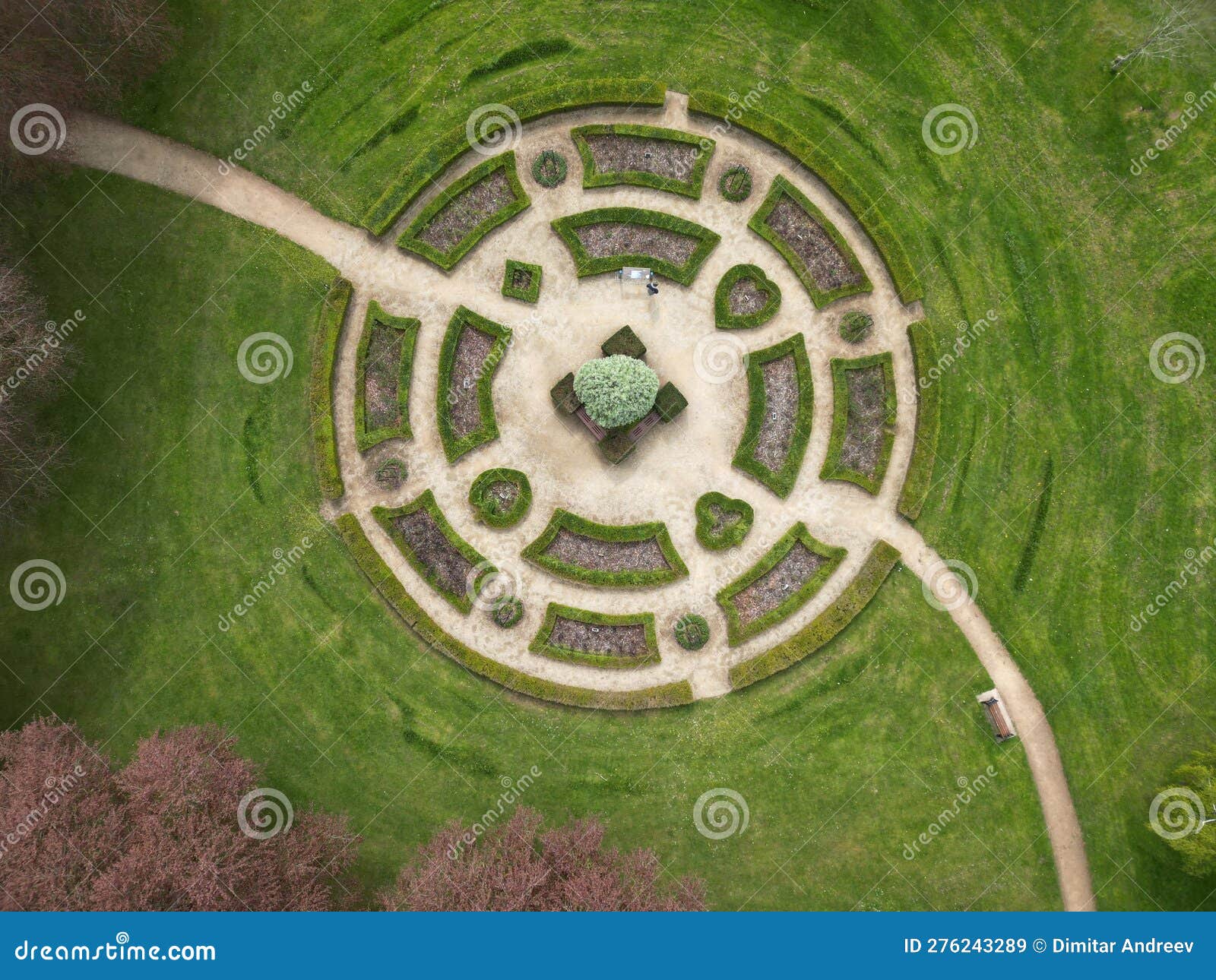 Round Garden in a Park Aerial View Stock Image - Image of aerial, round ...