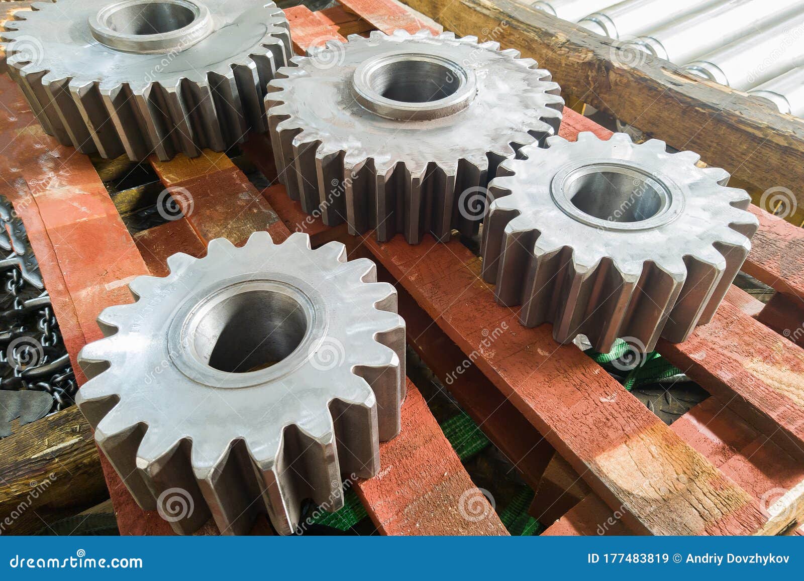Round Gears after Turning and Milling on the Rack Closeup Stock Image ...