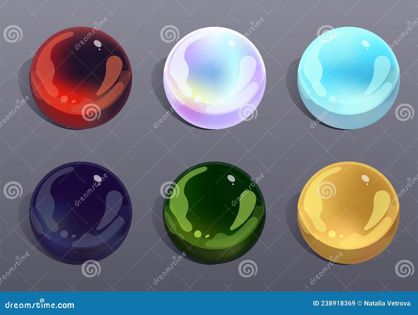 Set of Six Elements with Spheres for Game Design. Stock Vector ...