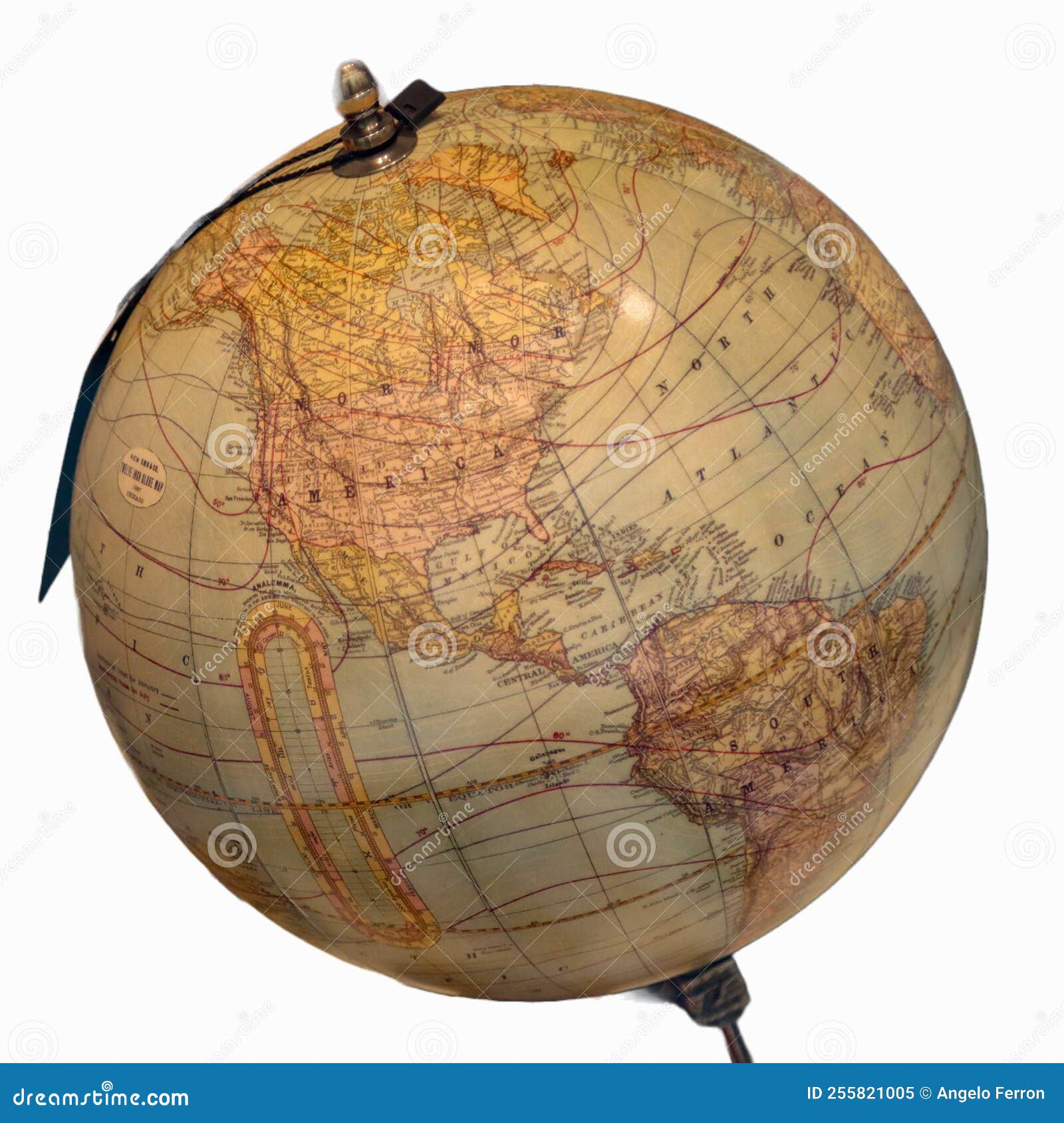 Round Geographic Globe with Image of the Americas Stock Image - Image ...