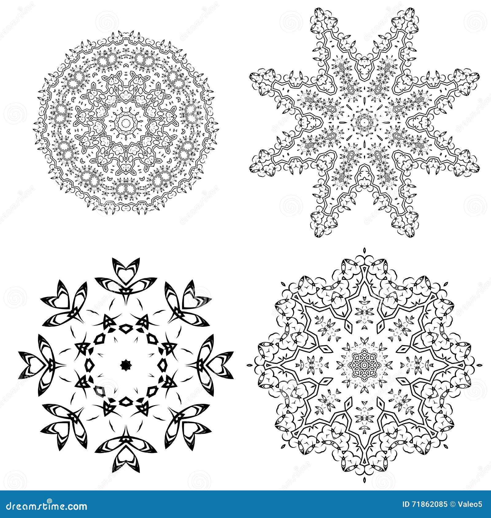 Round Geometric Ornaments Set Isolated Stock Vector - Illustration of ...