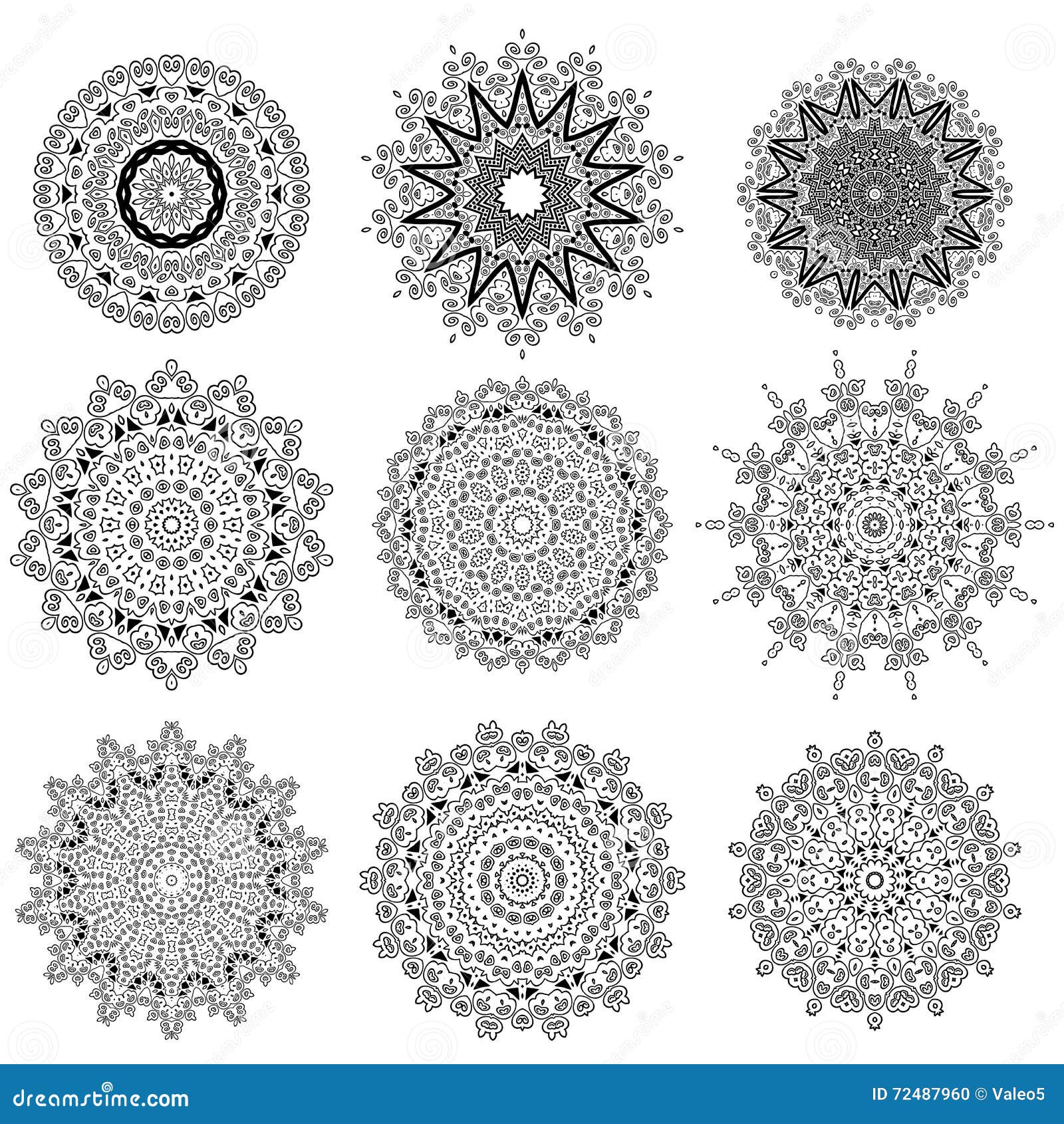 Round Geometric Ornaments Set Stock Illustration - Illustration of ...