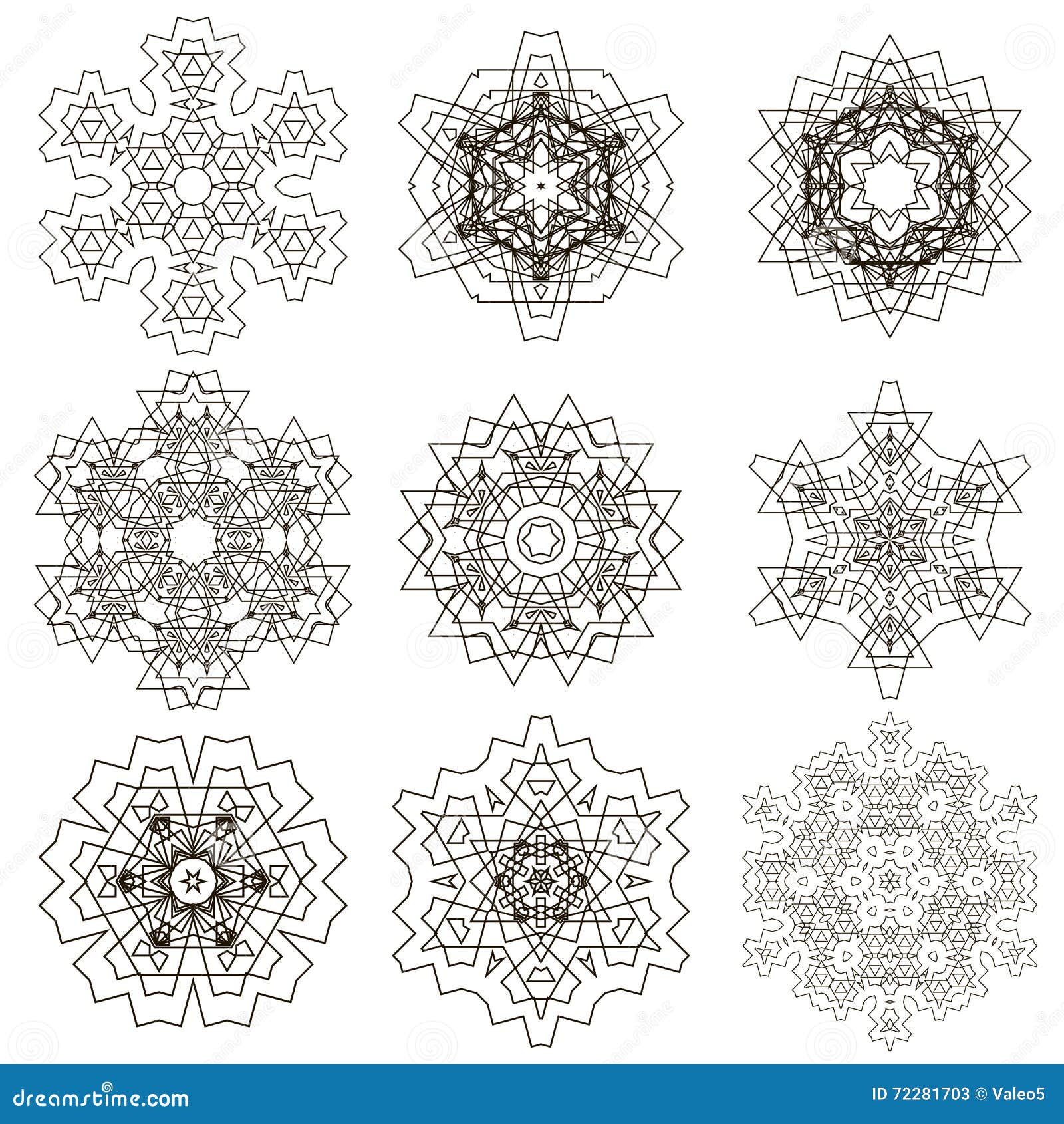 Round Geometric Ornaments Set Stock Vector - Illustration of graphic ...