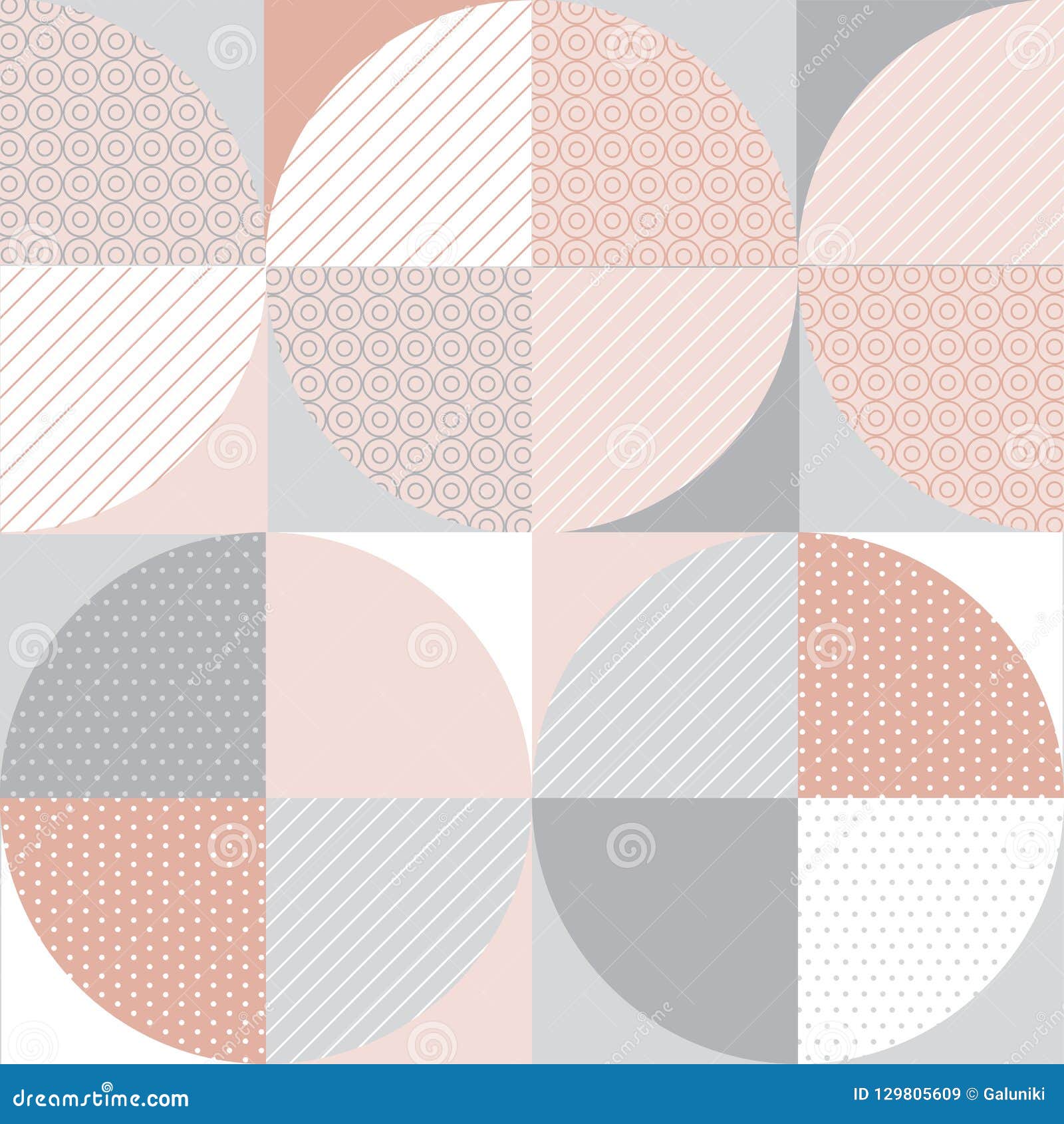Round Geometric Textured Seamless Pattern Stock Vector - Illustration ...