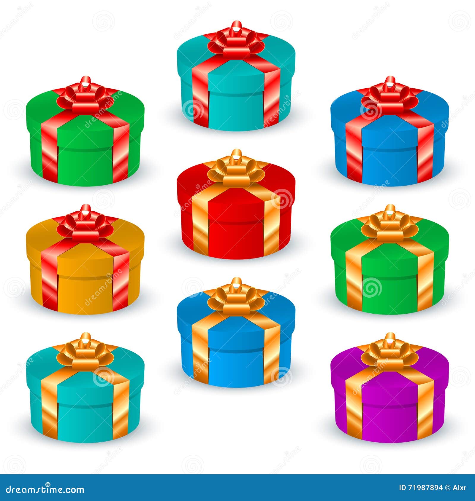 Round Gift Boxes Set Multicolor Stock Vector - Illustration of vector ...