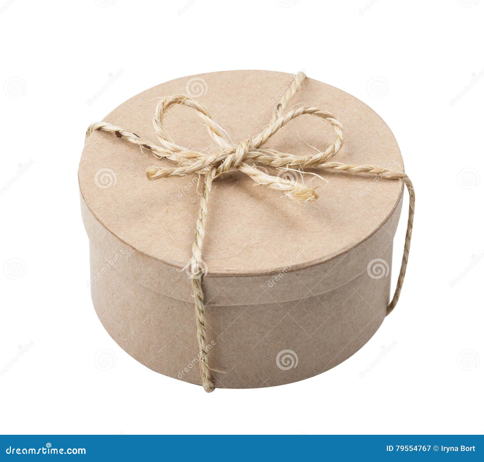 Round Gift Paper Box with Twine Bow Stock Image - Image of horizontal ...
