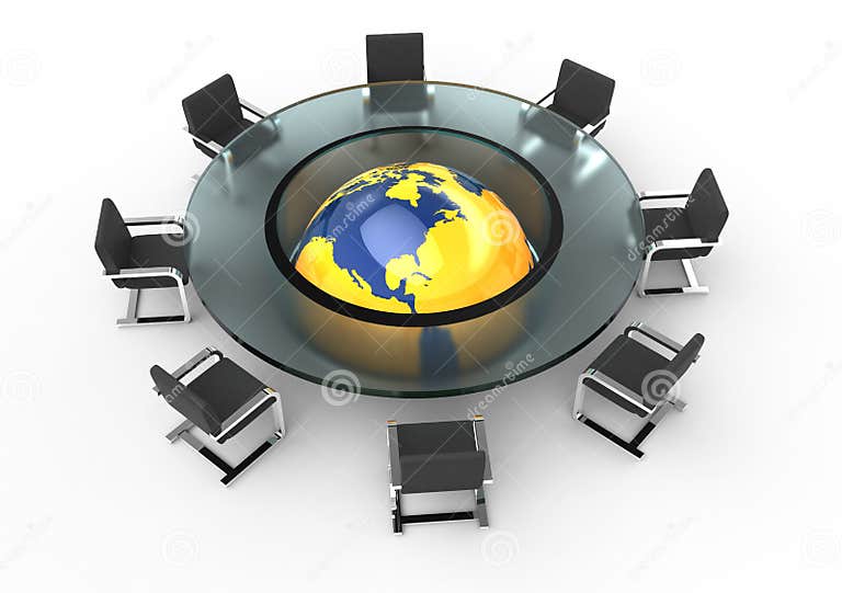 Round Glass Conference Table Stock Illustration - Illustration of ...