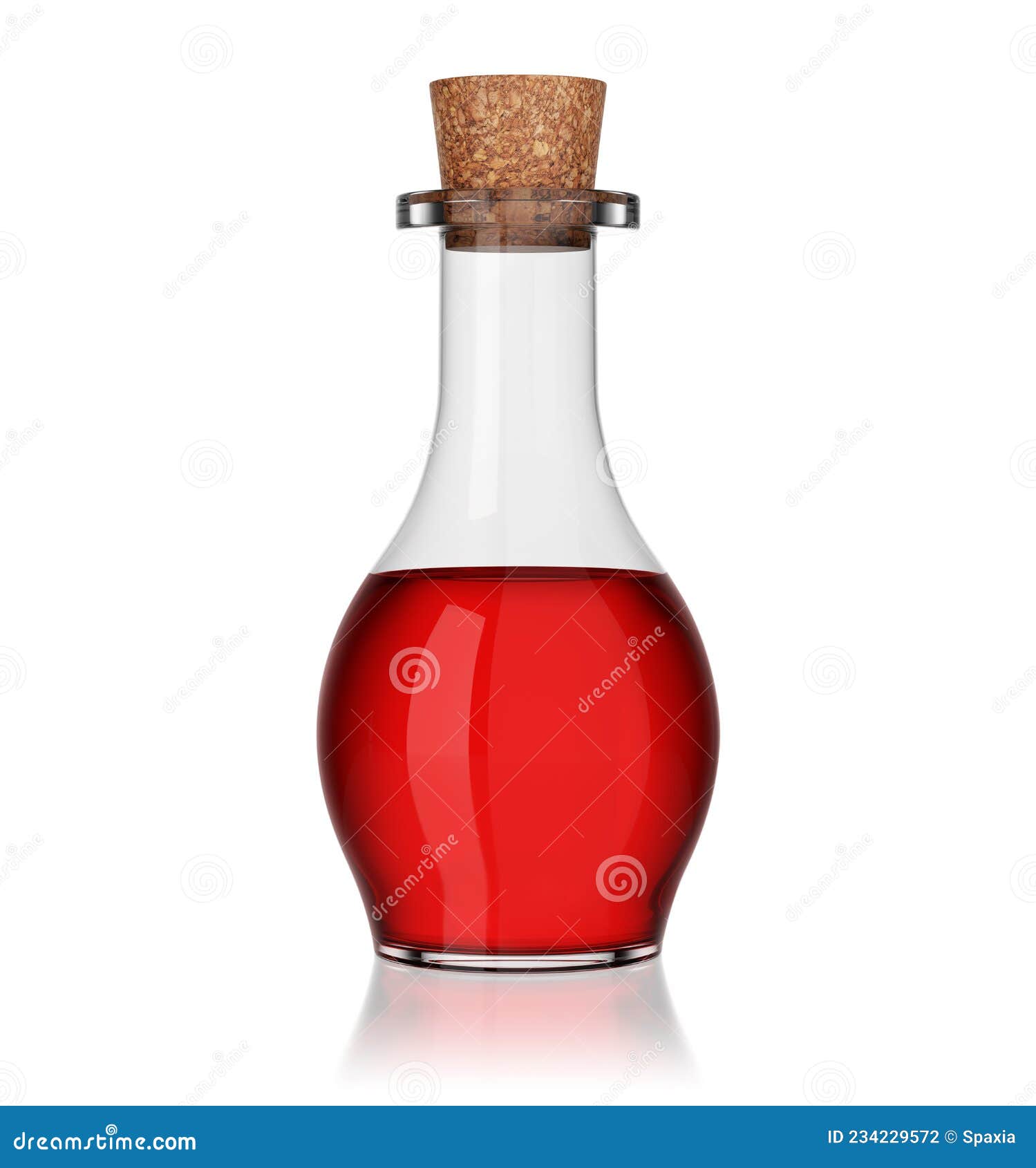 Round Glass Corked Bottle with Red Liquid. Magic Elixir or Healing ...