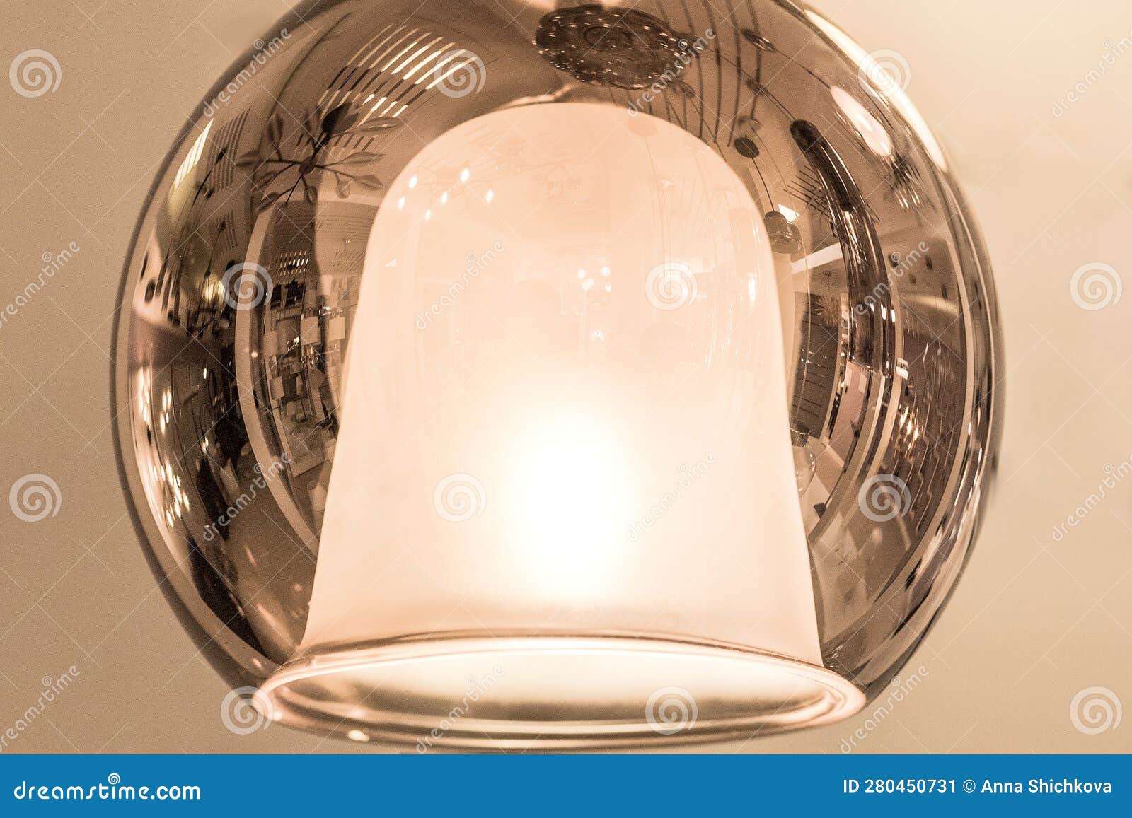 Round Glass LED Ceiling-mounted Chandelier with a Decorative Element in ...