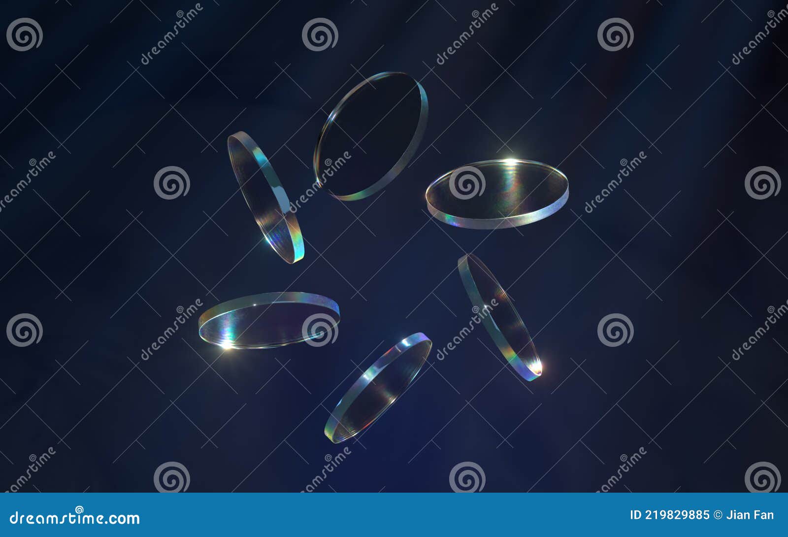 Round Glass with Light Dispersion, 3d Rendering Stock Illustration ...