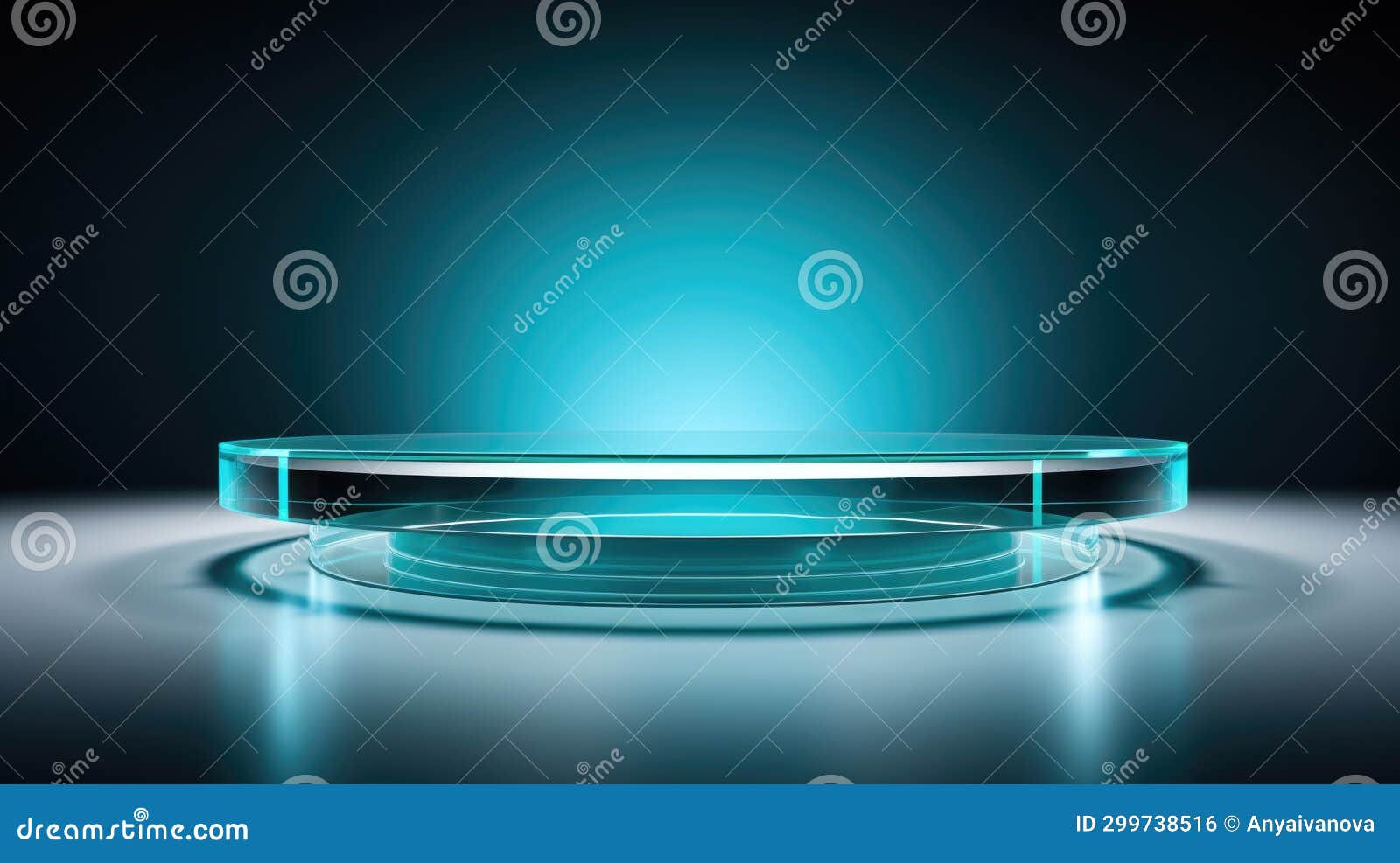 A Round Glass Table with a Blue Light in the Background, Transparent ...