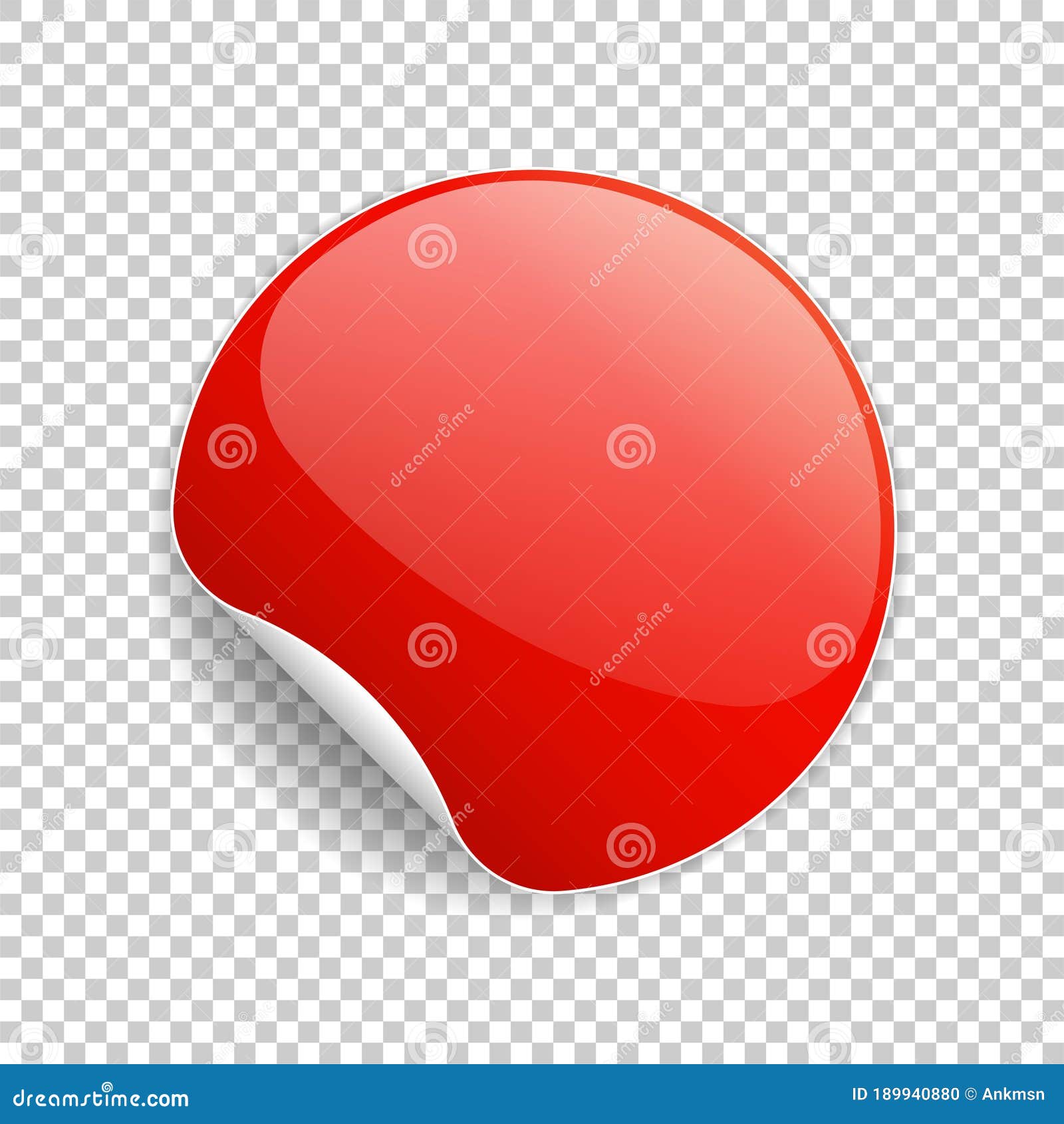 Round Glossy Red Sticker with Curled Corner and Shadow. Vector ...