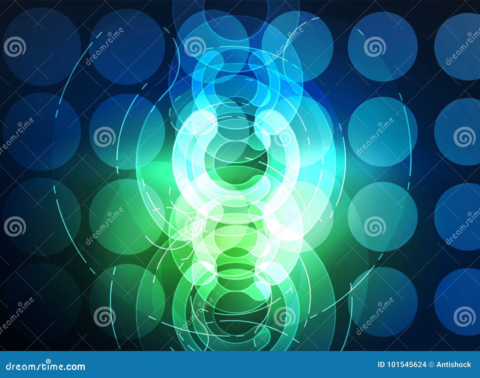 Round Glowing Elements on Dark Space, Abstract Background Stock Vector ...