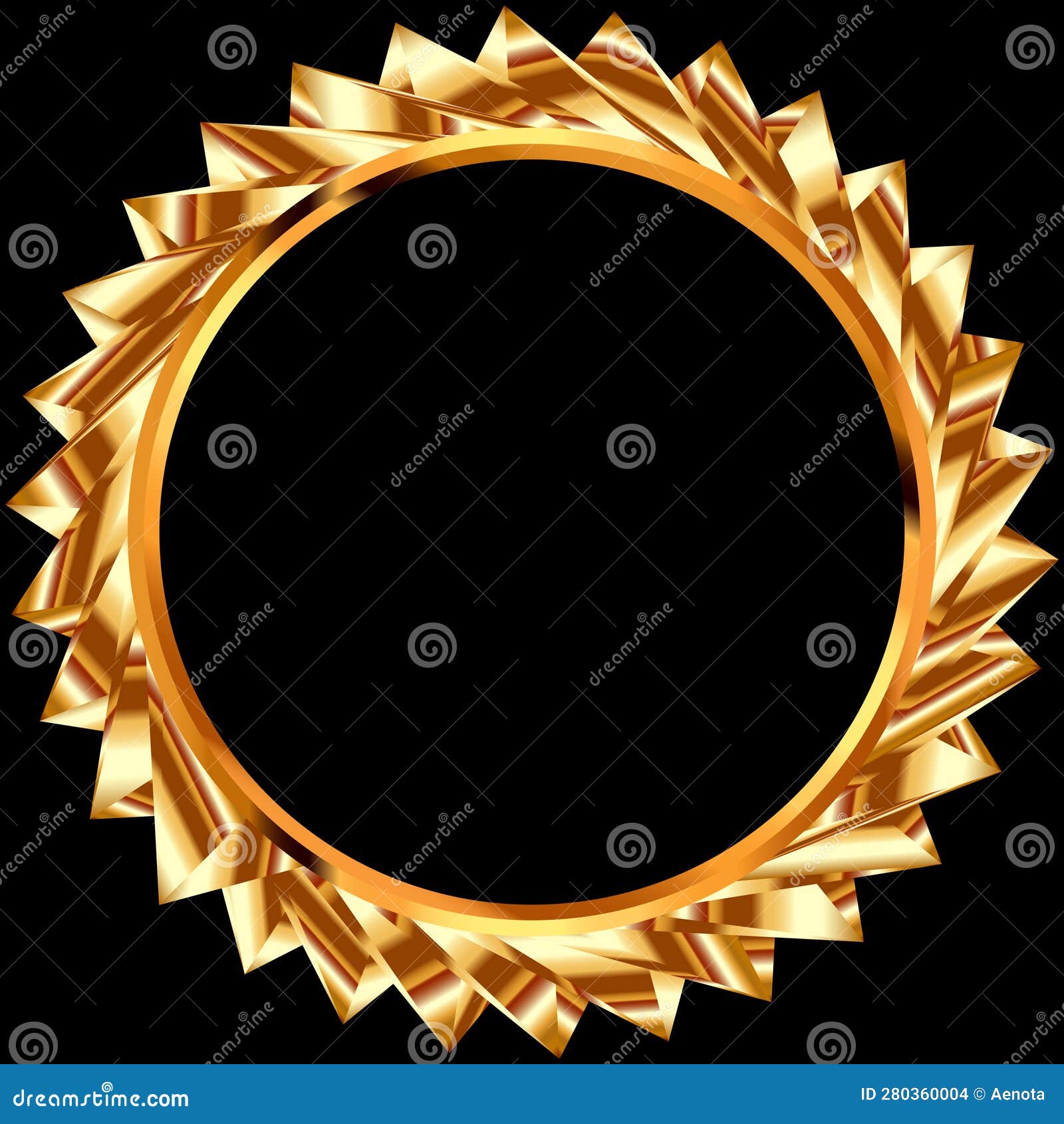 Round gold brushed frame stock vector. Illustration of luster - 280360004