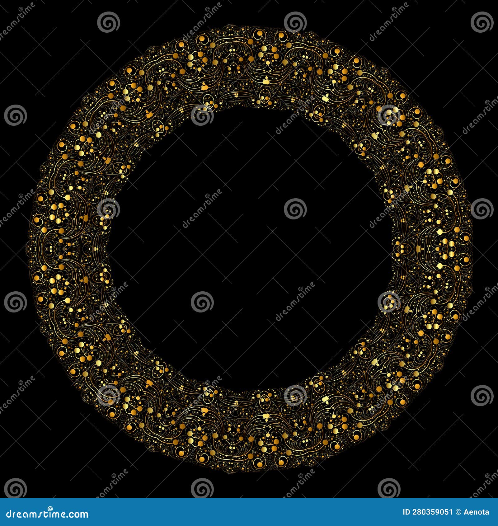 Round Gold Curl Vector Frame Stock Vector - Illustration of golden ...