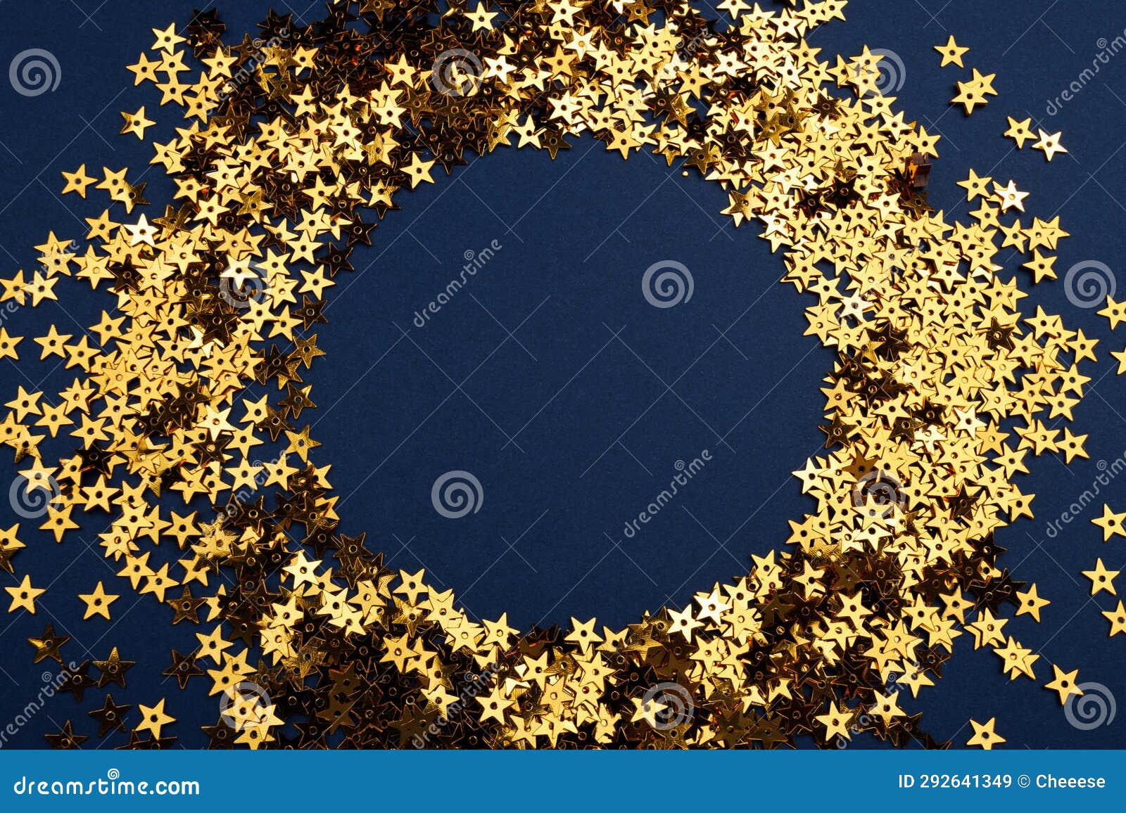 Round Gold Frame or Border of Random Scatter Golden Stars Stock Image ...