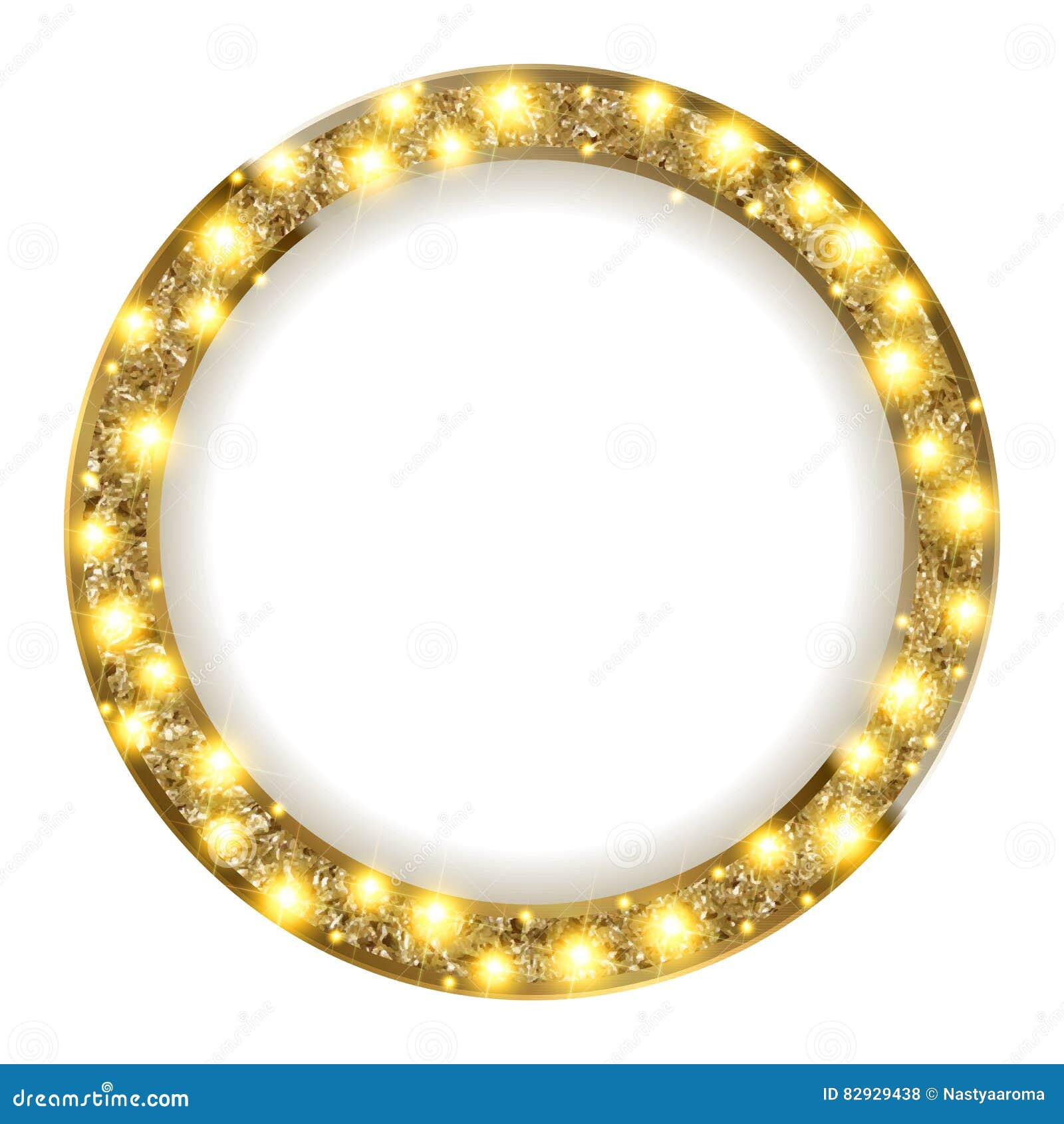 Round Gold Frame with Lights on a Light Background Stock Illustration ...