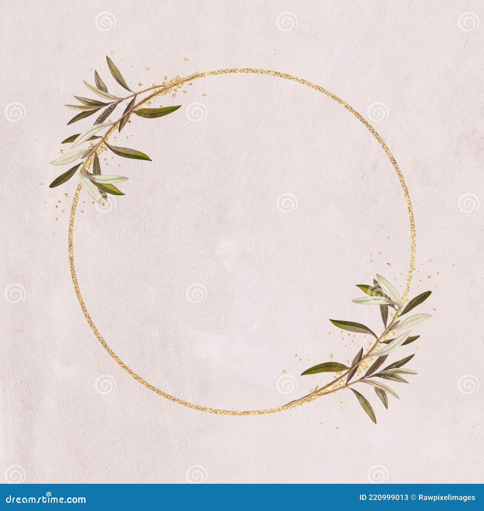 Round Gold Frame with Olive Branches Illustration Stock Illustration ...