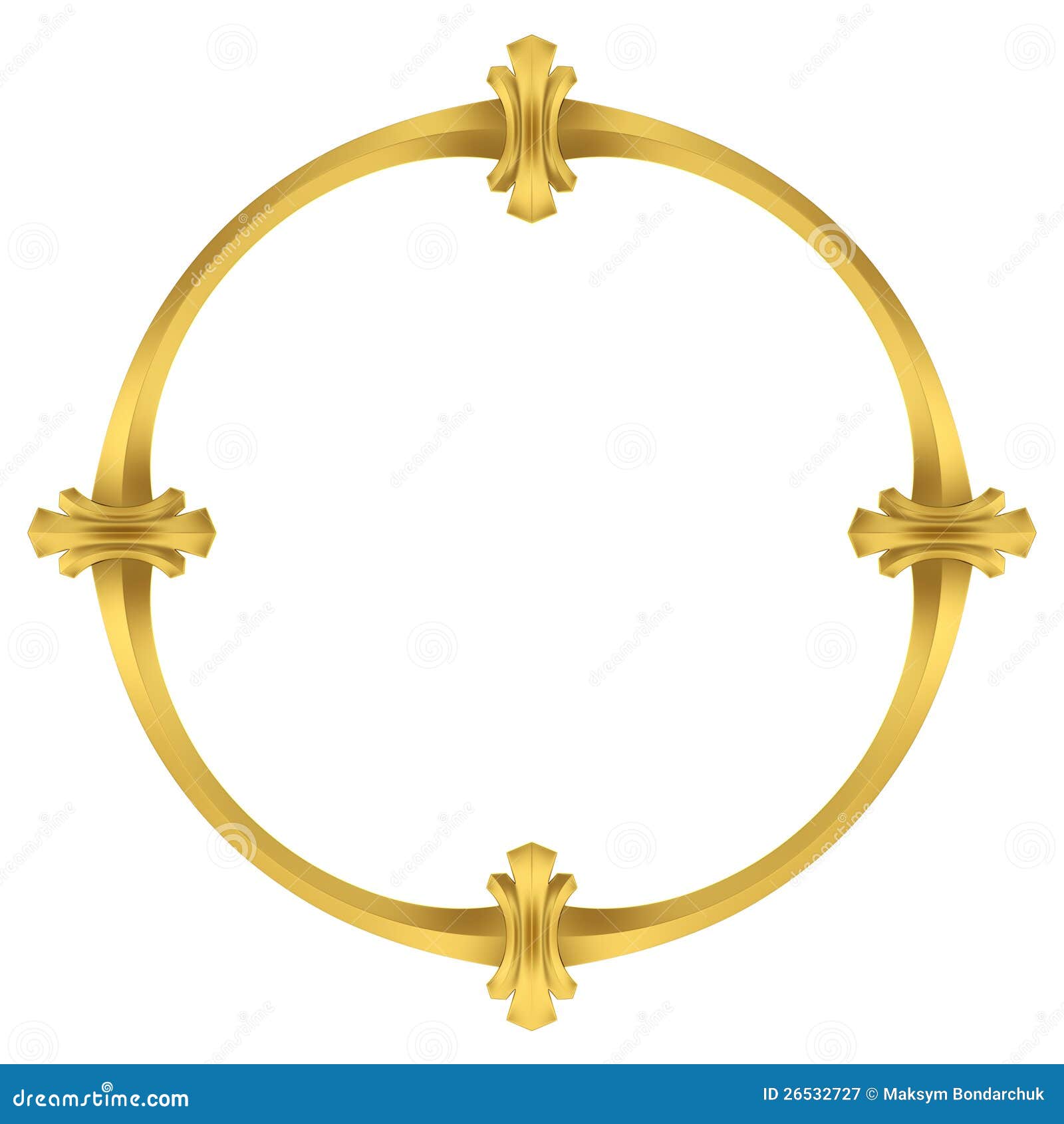 Round Golden Frame Made Of Brush Strokes Isolated On Transparent ...