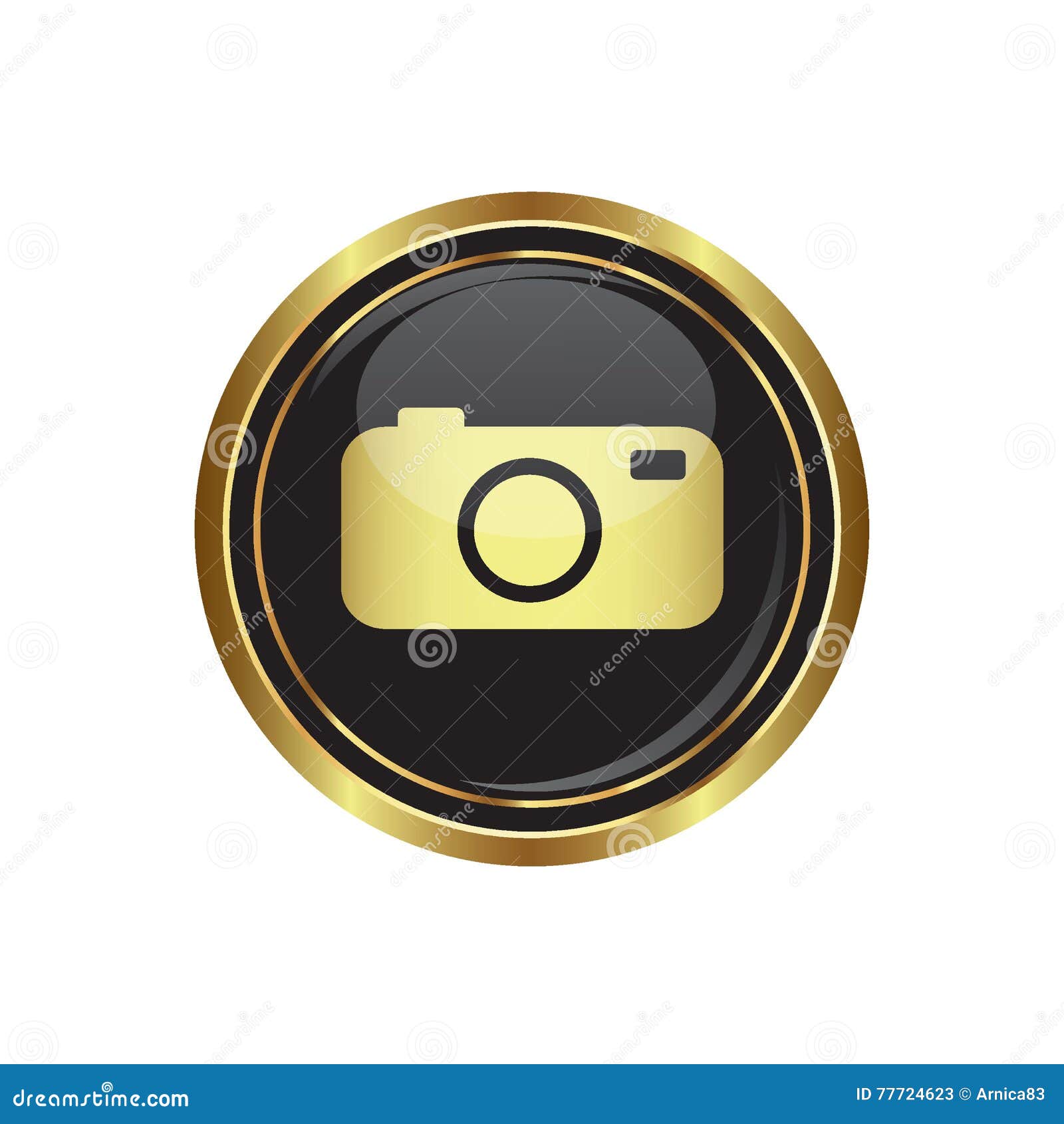Round Golden Button with Camera Icon Stock Vector - Illustration of ...
